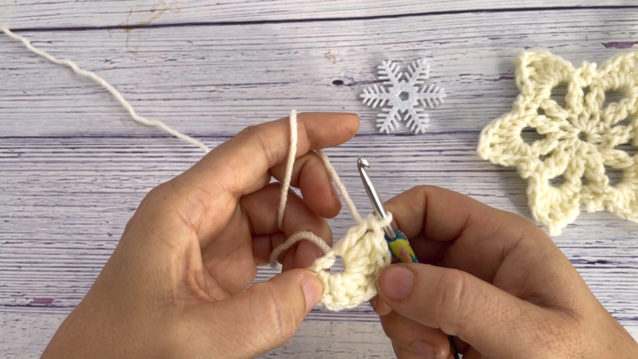 How to crochet a Snowflake Ornament - Crafting on the Fly